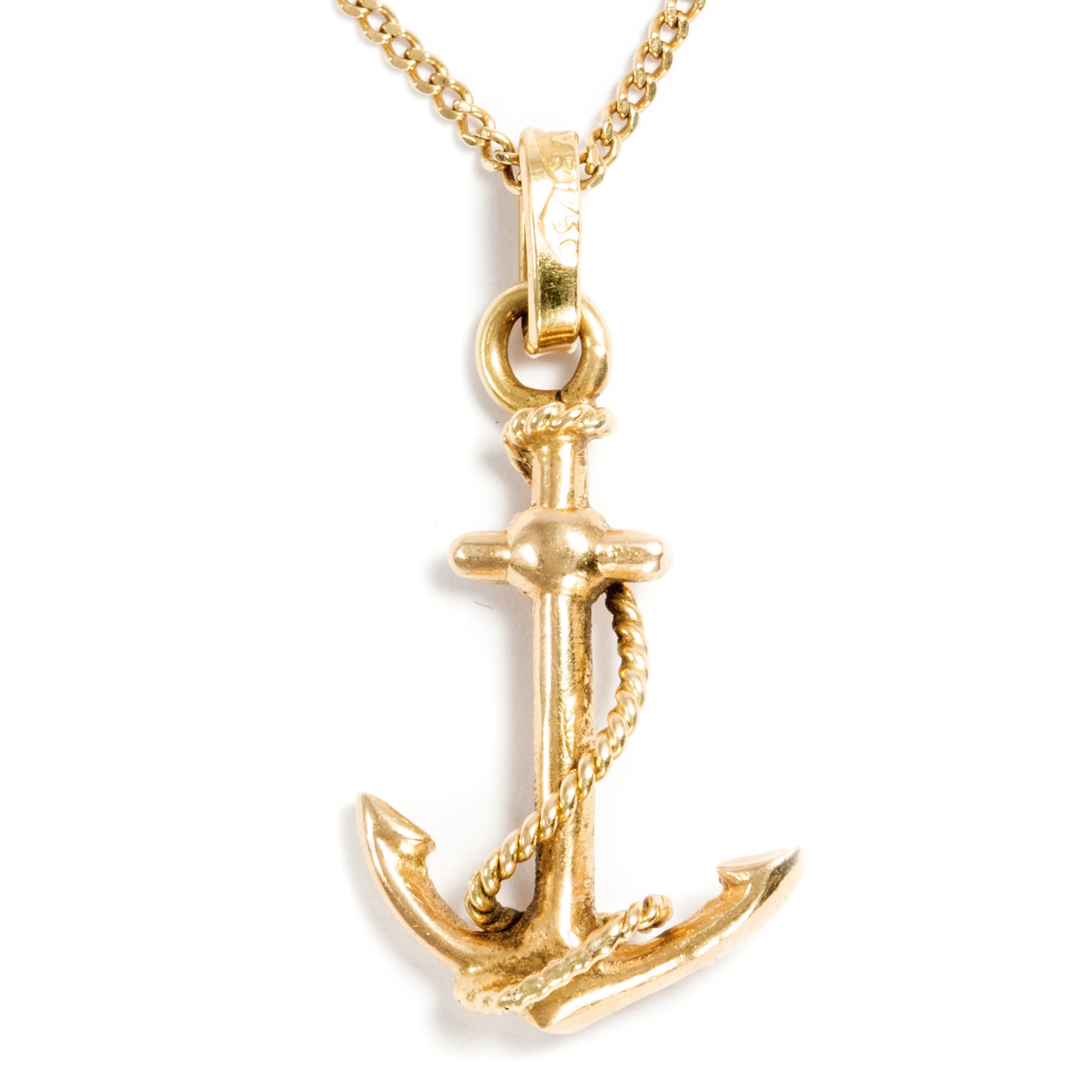 Schöner Anhänger aus 750er Gold: Ein Anker, mit Kette / 18k anchor ...